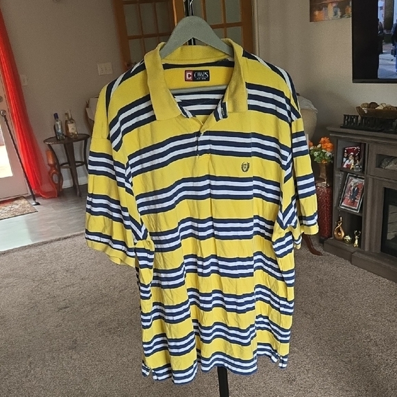 Chaps | Shirts | Chaps Yellow And Blue Striped Polo Shirt Pre Owned ...